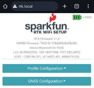 Configure with Browser - SparkFun RTK Everywhere Product Manual